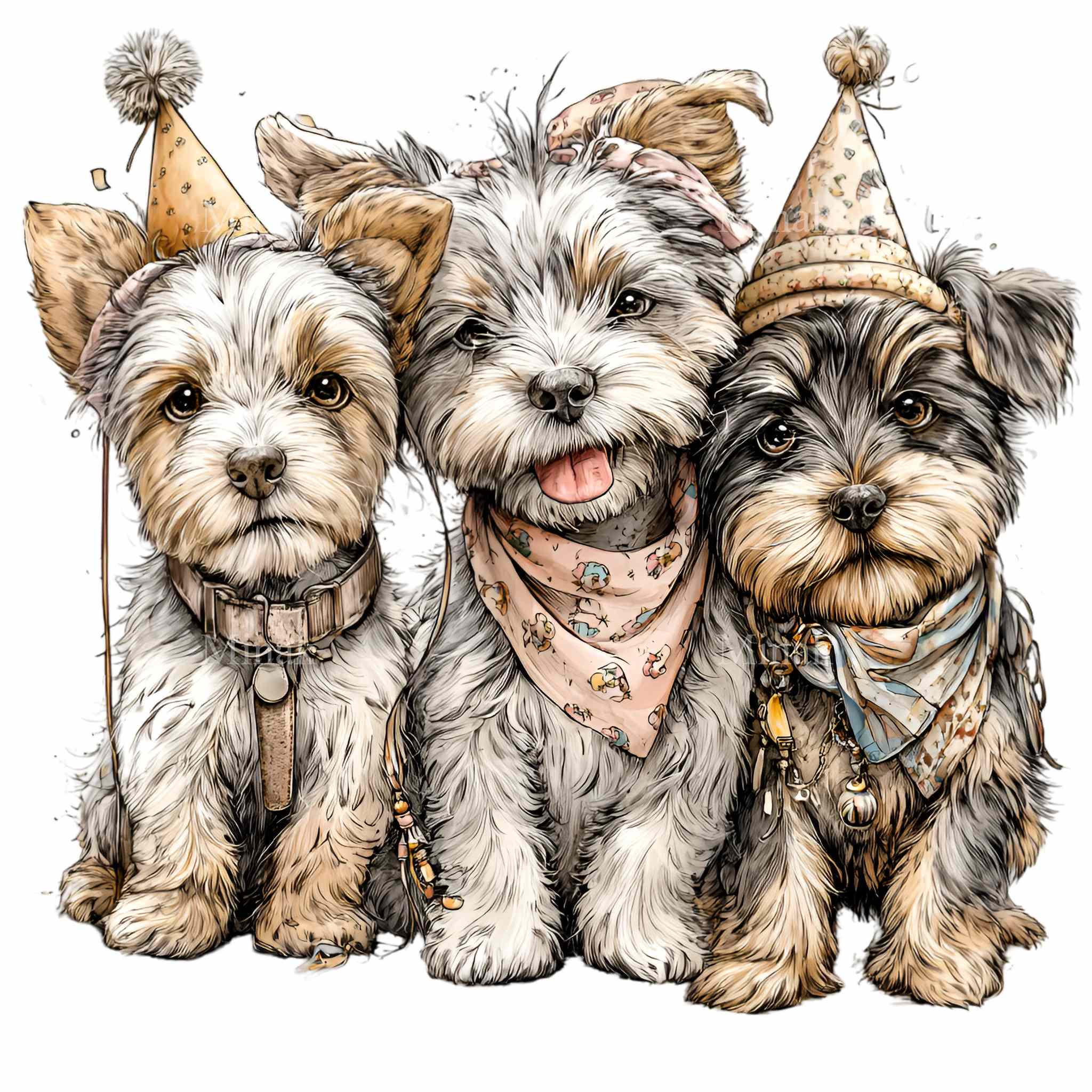 10 PNG Puppy Clipart – Birthday Dogs Illustration With Party Hats for ...