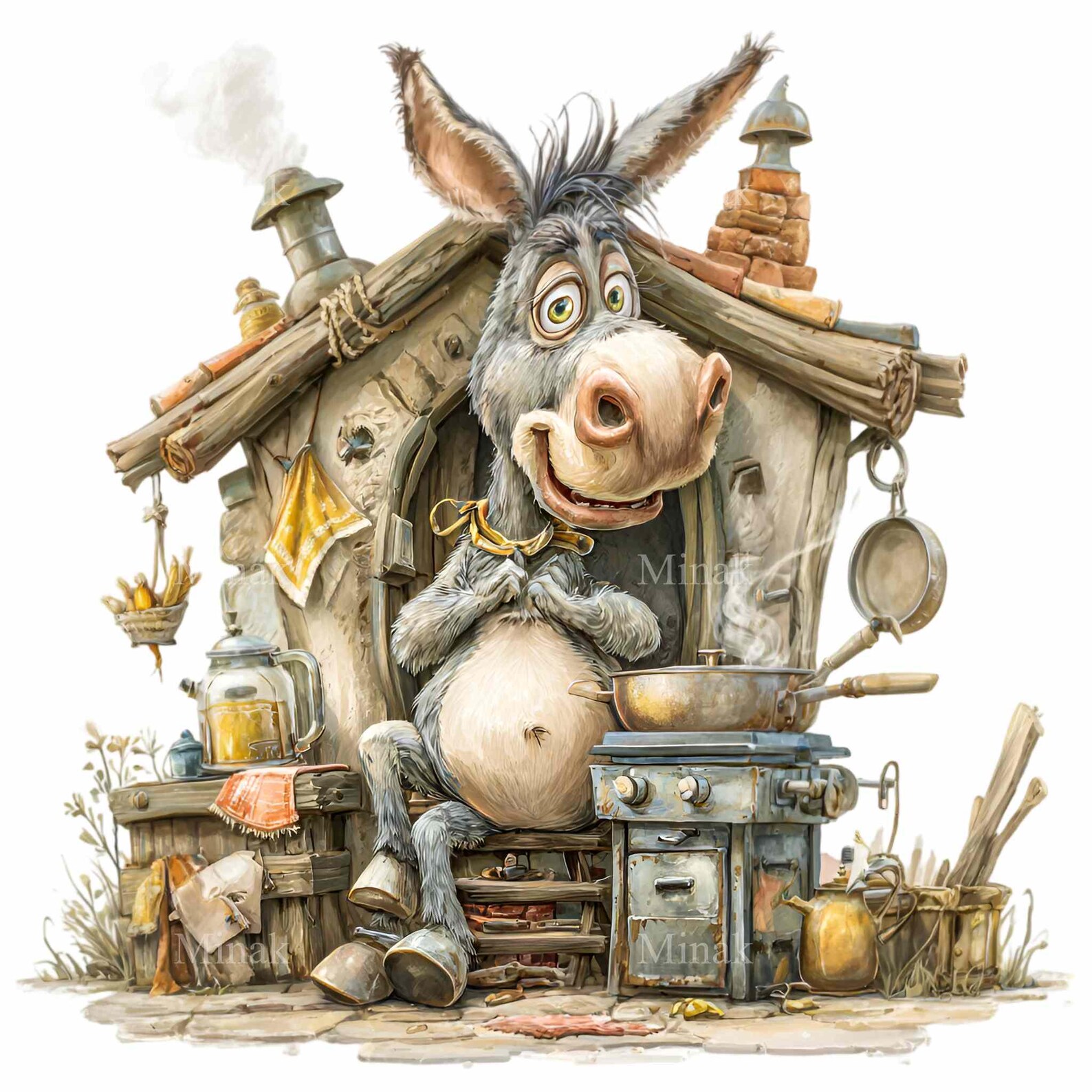 15 PNG Chef Donkey Clipart – Funny Cooking Illustration in Cottage ...