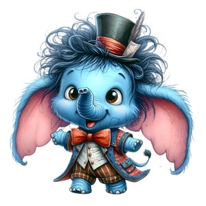 Funny Elephant Crazy Fluffy Hair Top Hat 15 PNG Kids Cartoon ...
