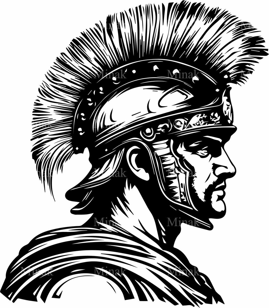 4 SVG Roman Centurion Helmet SVG Cut File, Ancient Gladiator Profile ...