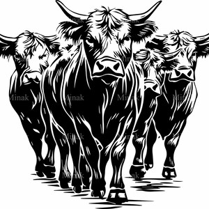 4 SVG Cow Herd SVG – Farm Animal Group Cut File – Rustic Cattle Design ...