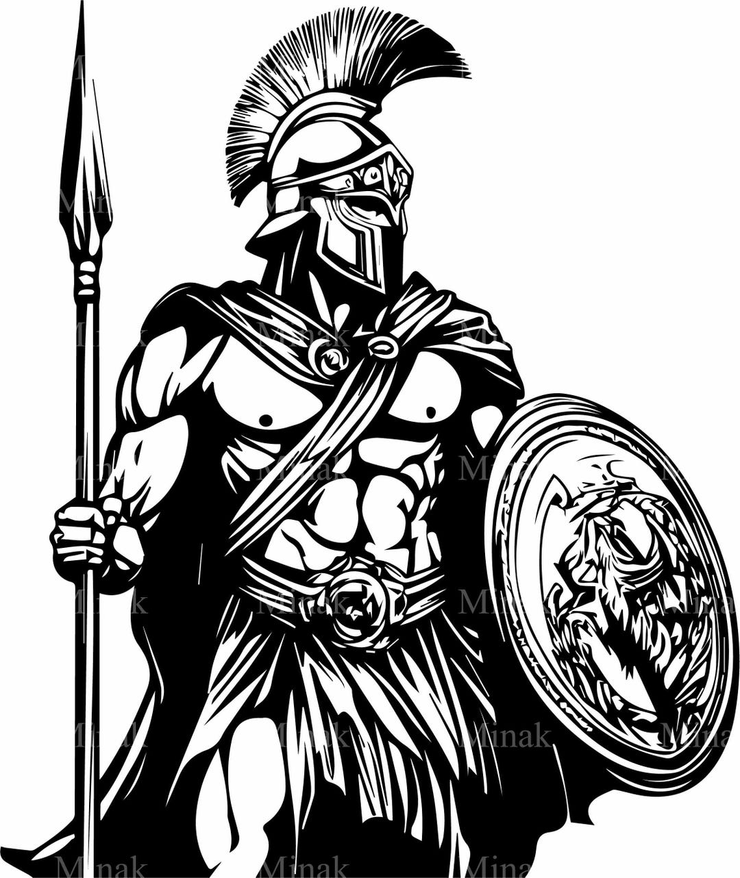 4 SVG Spartan Warrior SVG Cut File, Ancient Greek Gladiator With Spear ...