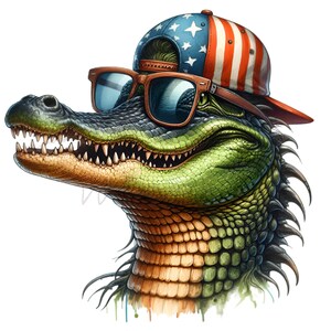 Alligator Clip Art, Patriotic Clipart, 10 PNG USA Flag Clip Art - Etsy