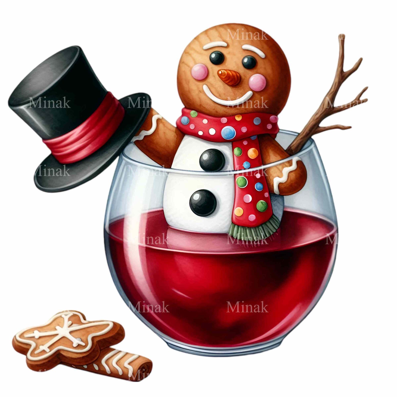 12 PNG Gingerbread Man Wine Clipart - Christmas Cookie - Funny Holiday ...