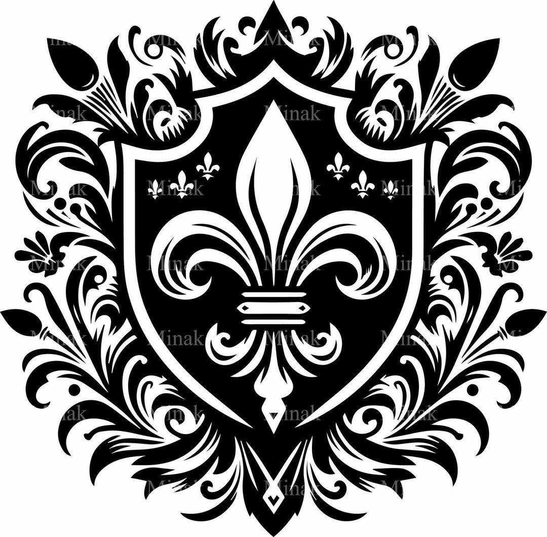 6 SVG Shield SVG – Royal French Crest Cut File – Heraldic Baroque ...