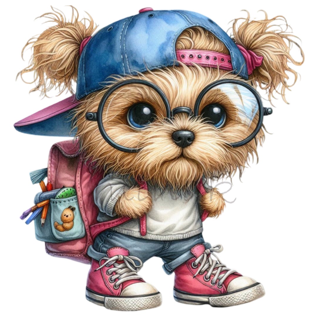 Cute Puppy Dog Go to School Kids Kindergarten Clipart 15 PNG ...