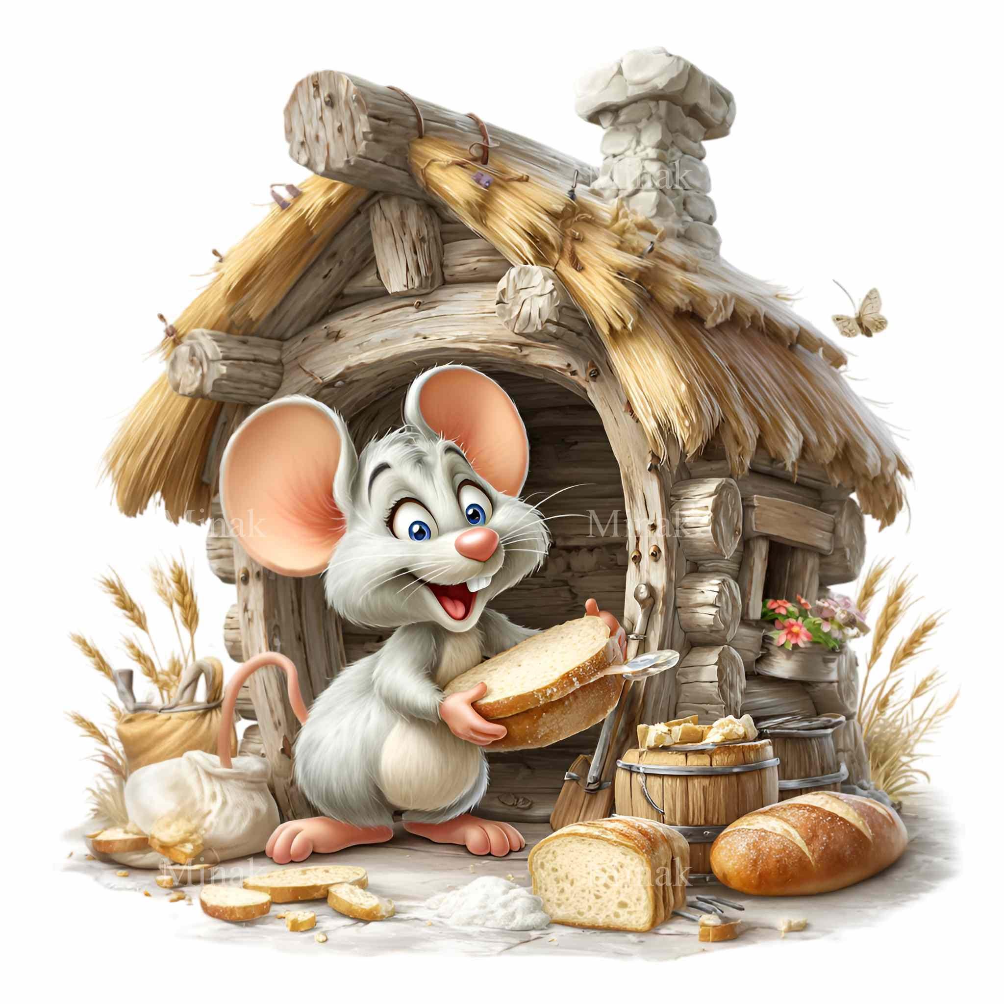 16 PNG Mouse Baker Clipart – Chef Mouse With Bread for Kitchen Art ...