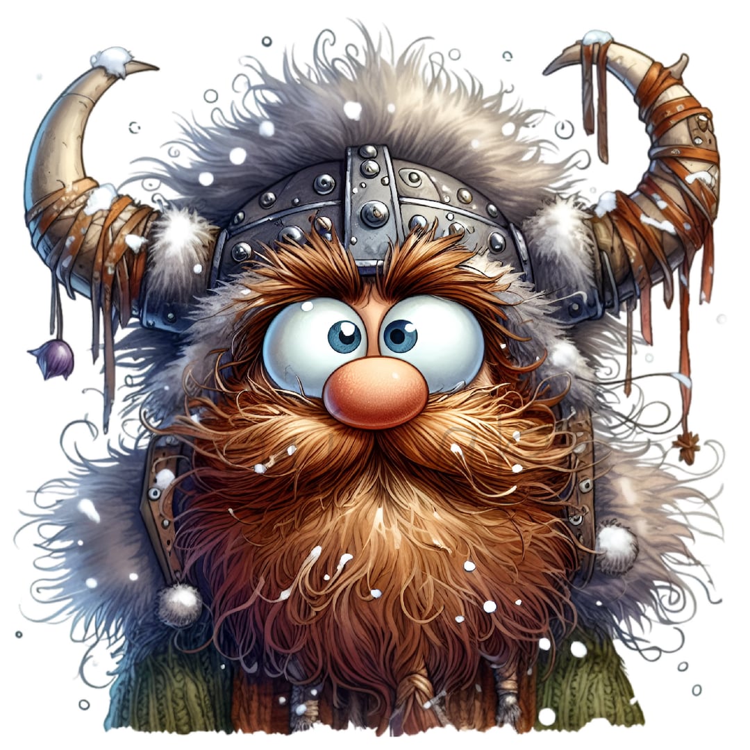 Funny Viking With Helmet 10 PNG Quirky Winter Nordic Christmas Cartoon ...