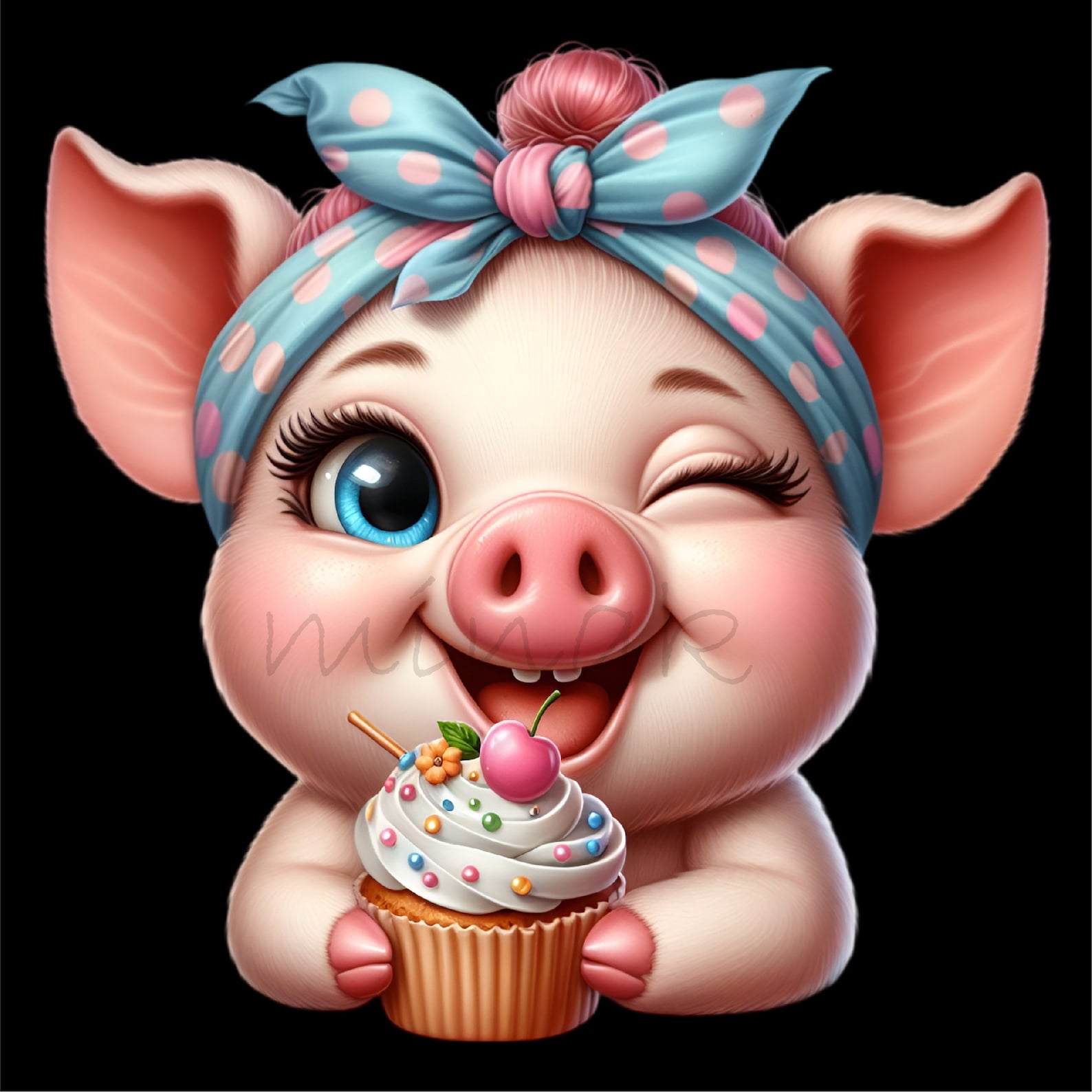 10 PNG Cupcake Pig Clipart – Cute Piglet Sweet – Digital Download for ...