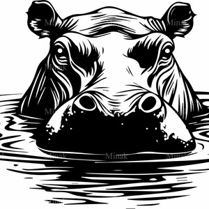 4 SVG Hippo Head SVG – Hippopotamus Face Clipart for Cricut and ...