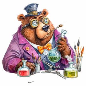16 PNG Scientist Bear Clipart, Chemistry Lab Graphics Teacher ...