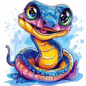 16 Colorful Snake PNG Clipart - Vibrant Cartoon Snake With Bright ...