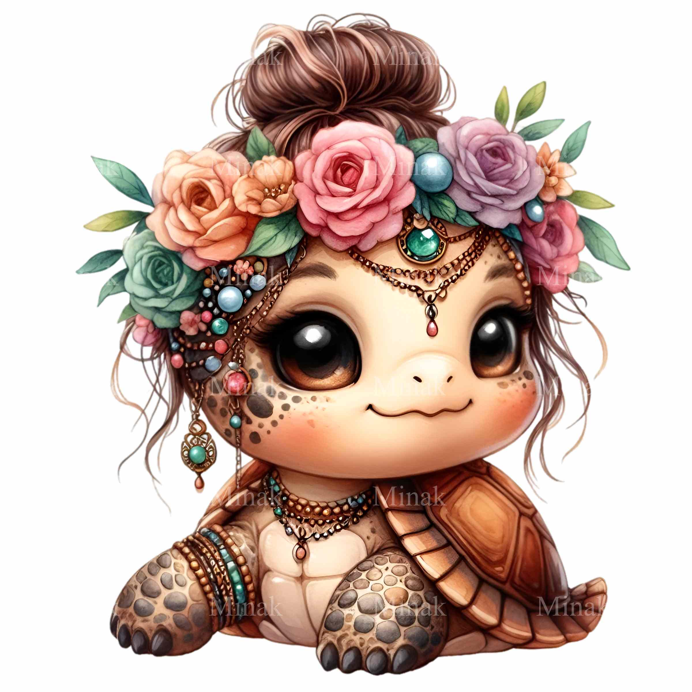 15 PNG Floral Turtle Clipart – Whimsical Animal Illustration With ...