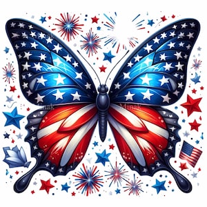 15 PNG Patriotic Butterfly Clipart – American Flag PNG – 4th of July ...