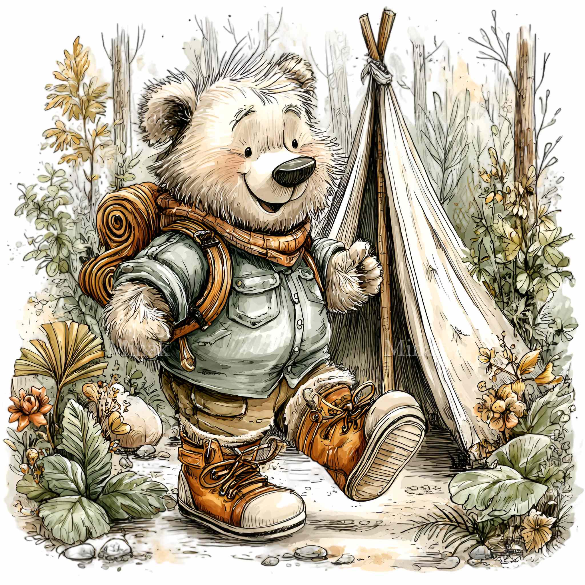 11 PNG Camping Bear Clipart – Adventure Woodland Animal PNG – Cute ...