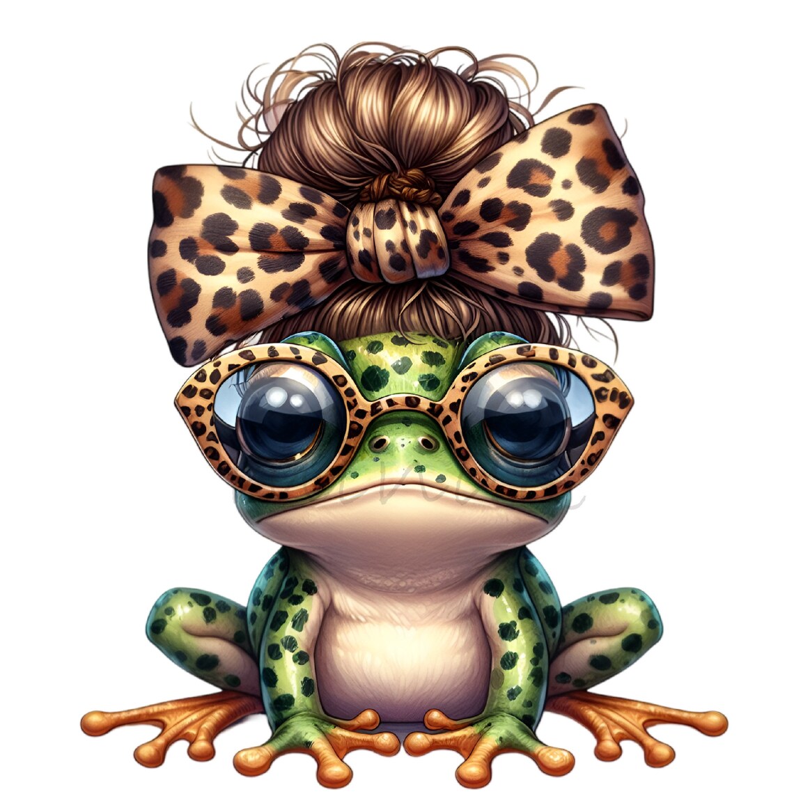 Frog Clip Art, Funny Baby Animal Clipart, 10 PNG Leopard Print Bow Baby ...