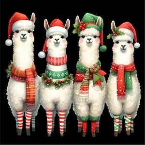 Festive Christmas Llama Clipart PNG - 15 Adorable Holiday Llamas ...