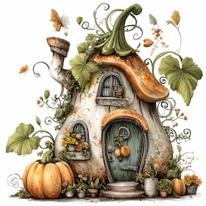 15 PNG Pumpkin House Clipart – Fall Fairy Home PNG – Cute Autumn ...