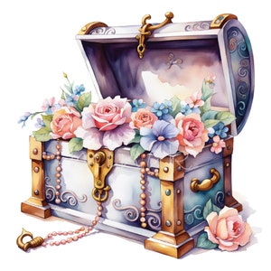 Treasure Chest Clipart PNG, 25 Watercolor Pirate Jewelry Png ...