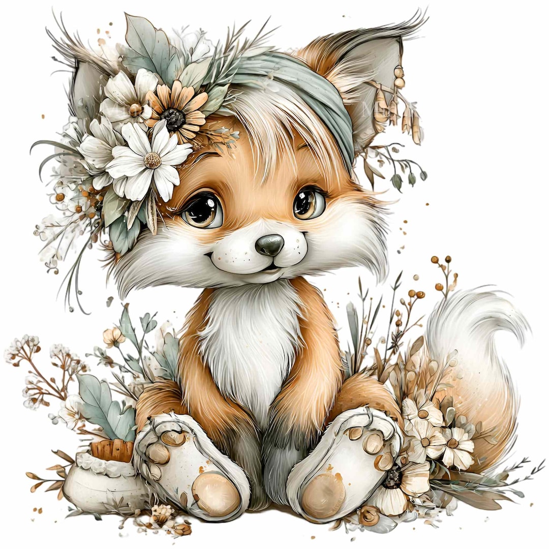 14 PNG Woodland Fox Clipart – Cute Baby Animal PNG for Fall Nursery ...