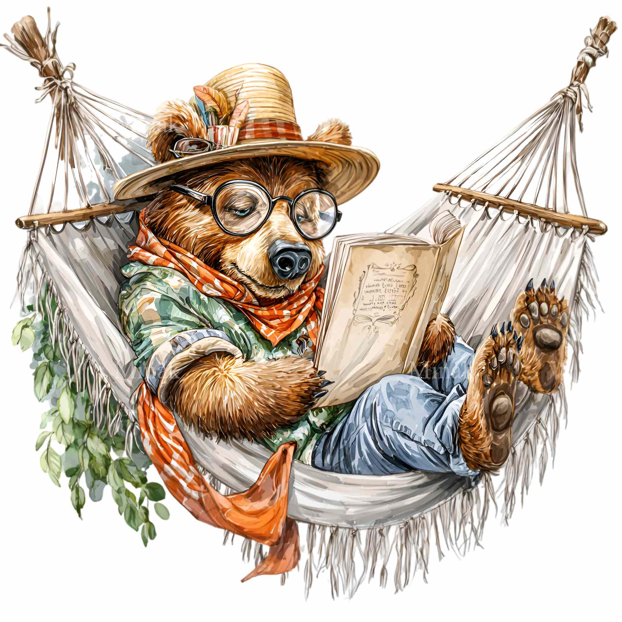 14 PNG Reading Bear Clipart - Cute Animal Hammock Png - Book Lover ...