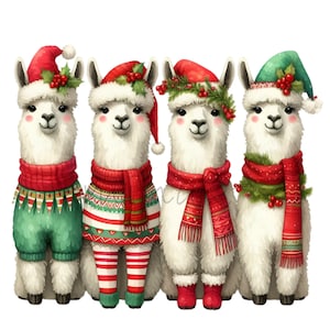 Festive Christmas Llama Clipart PNG - 15 Adorable Holiday Llamas ...