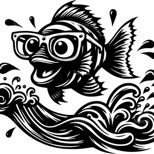 5 SVG Cool Fish SVG With Sunglasses – Ocean Cartoon Clipart – Funny ...