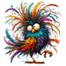 Crazy Colorful Bird Clipart 12 PNG | Hilarious Fluffy Bird Illustration ...