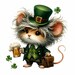 Cute Irish Mouse PNG Clipart With Shamrocks and Green Top Hat | 12 St ...