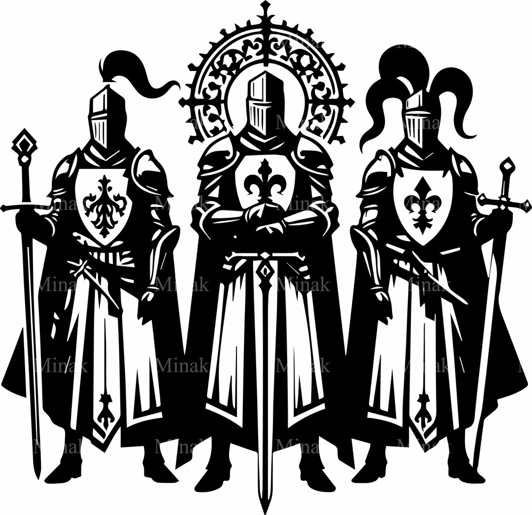 6 SVG Medieval Knights – Warrior SVG – Templar Crusader Clipart for ...