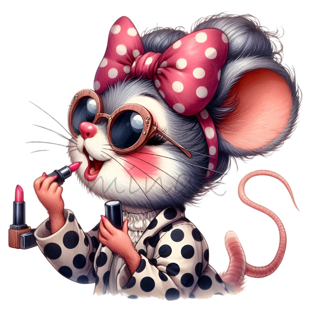 15 Fashionable Mouse PNG Clipart - Stylish Mouse With Polka Dot Bow ...