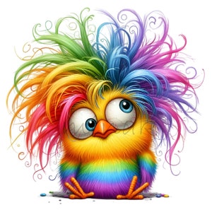 Rainbow Chick Fanny Bird 15 PNG Farm Animal Illustration Clipart ...