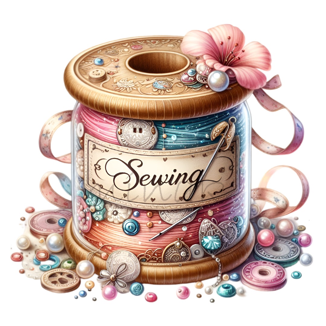 Spool of Thread Sewing Clipart, 12 PNG Craft Supplies Lovers Gift ...