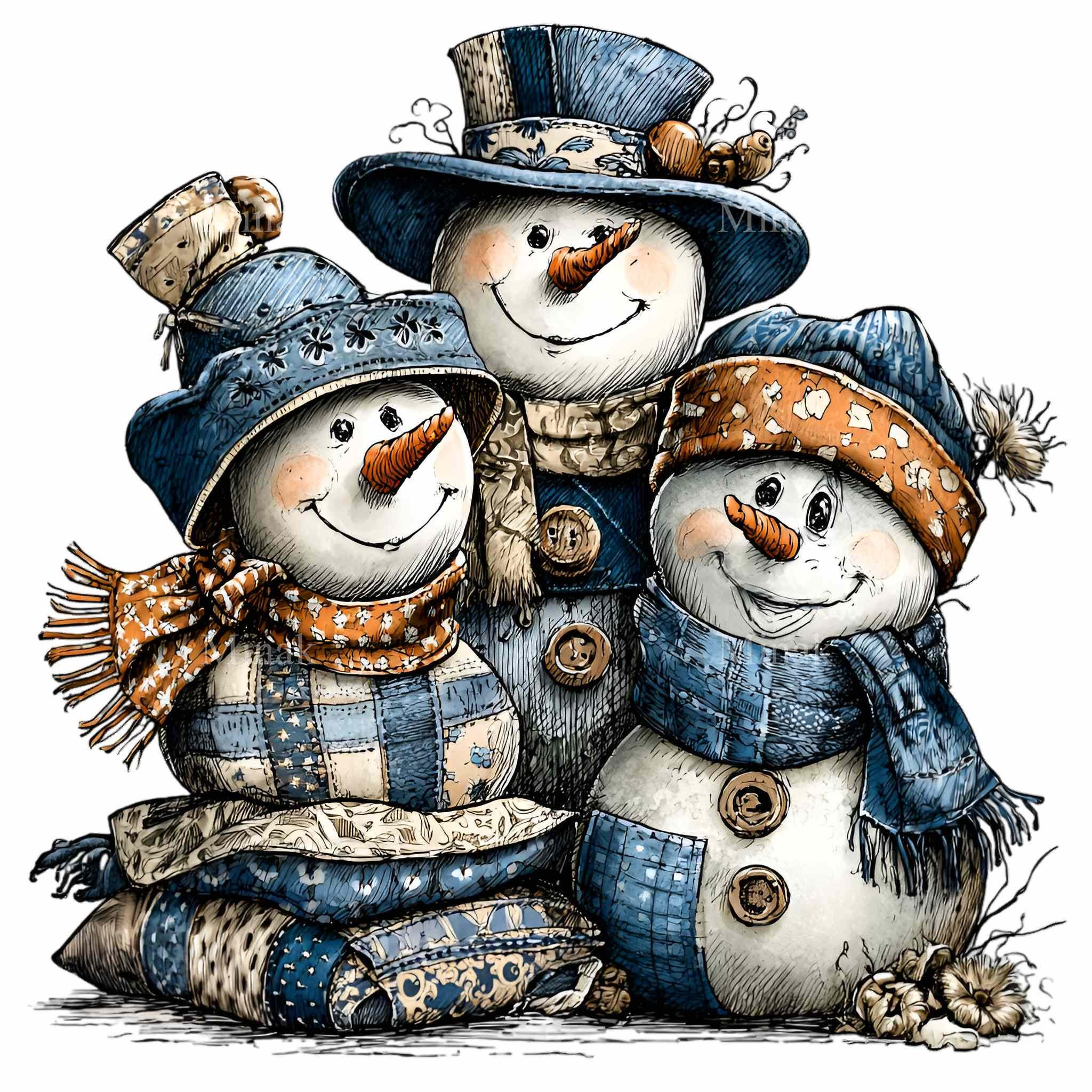 12 PNG Patchwork Snowman – Snowman PNG Clipart for Winter Cards, Cute ...