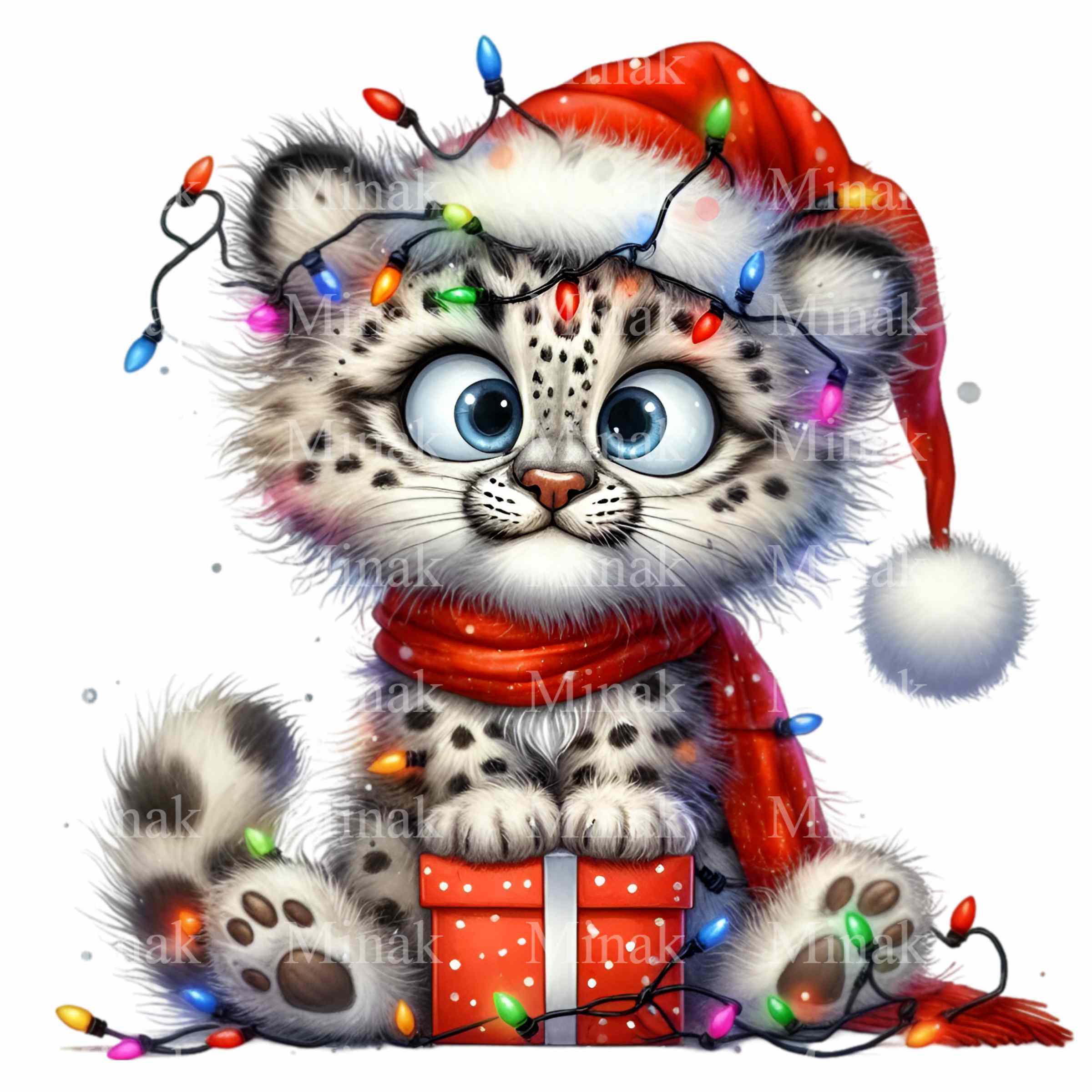 12 PNG Christmas Leopard Clipart – Holiday Snow Leopard PNG – Cute Wild ...