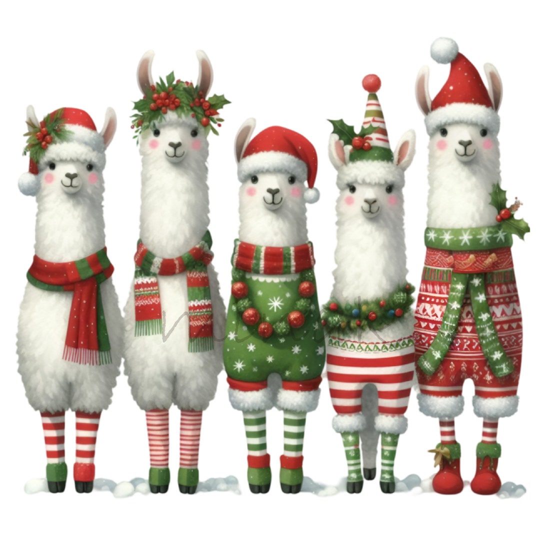 Festive Christmas Llama Clipart PNG - 15 Adorable Holiday Llamas ...