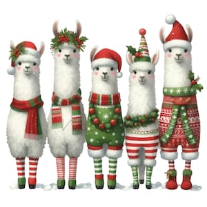 Festive Christmas Llama Clipart PNG - 15 Adorable Holiday Llamas ...
