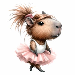 12 Cute Capybara Ballerina PNG Clipart, Adorable Capybara in Pink Tutu ...