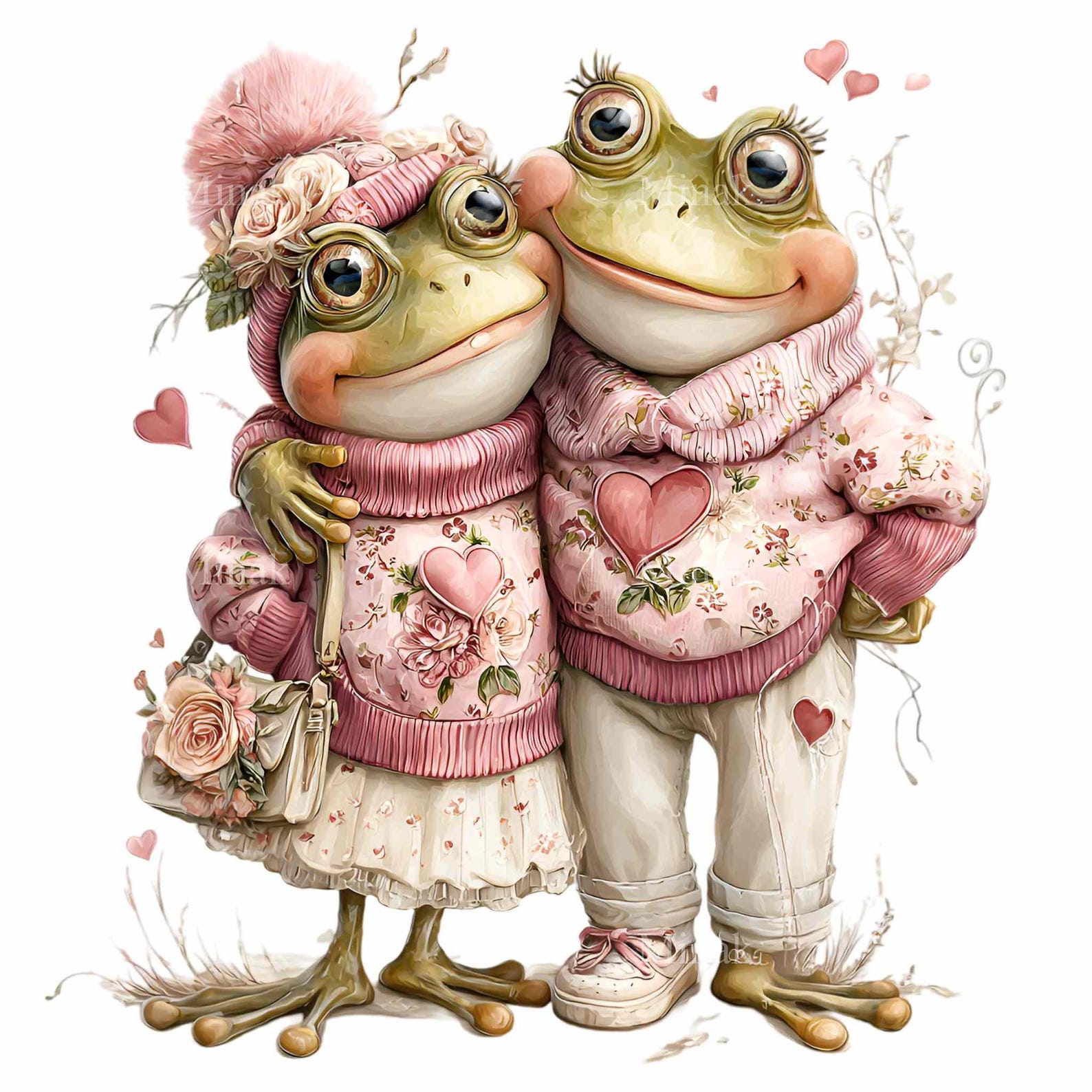 15 PNG Frog Couple Love Clipart – Valentine Animal Illustration ...