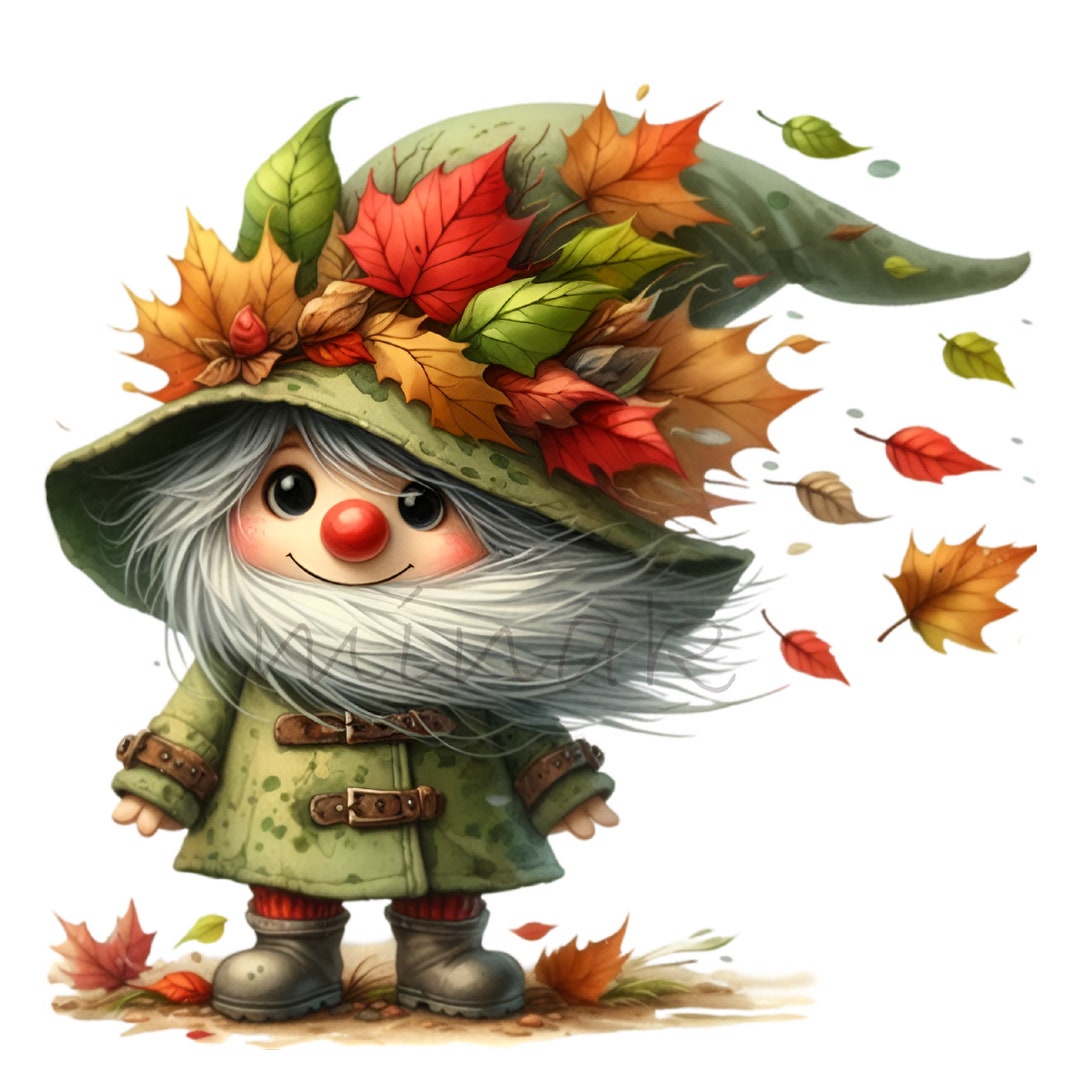 14 PNG Fall Gnome Autumn Leaves Wizard Clipart, Forest Sublimation - Etsy