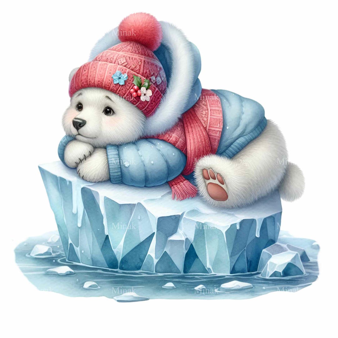Polar Bear PNG Clipart - 12 Cute Baby Polar Bear in Winter Clothes on ...