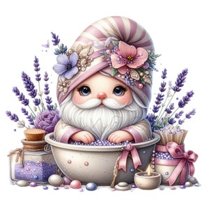 Spa Clipart, Gnome Clip Art, 14 PNG Pampering Bath Party Watercolor ...