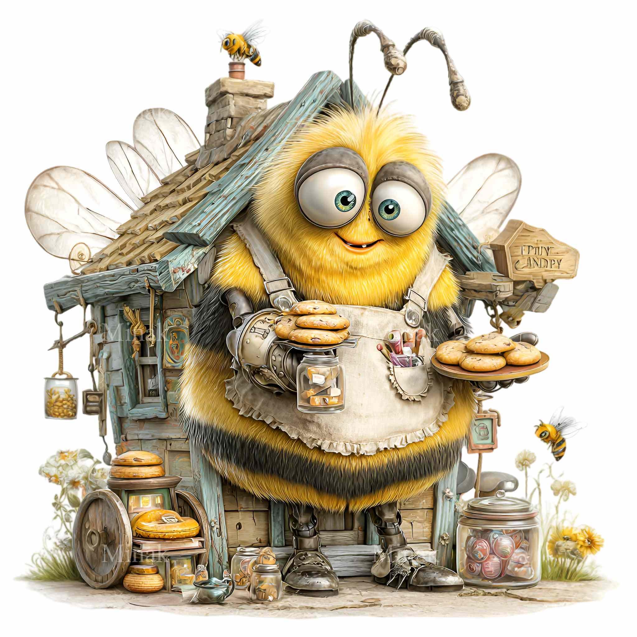 16 PNG Bee Chef Clipart, Honey Cooking Art Whimsical Insect Kitchen ...