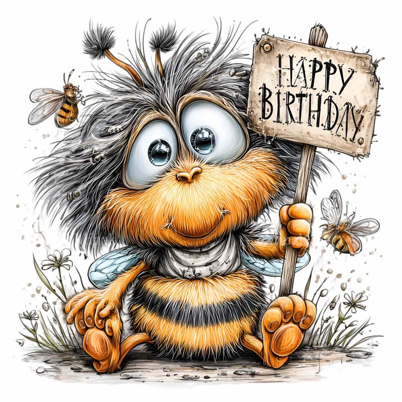 14 PNG Birthday Bee Clipart – Cute Sign PNG – Perfect for Party Invites ...