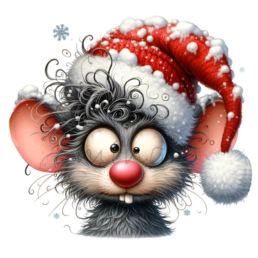 Quirky Mouse With Santa Hat 12 PNG Funny Baby Christmas Comics Cartoon ...