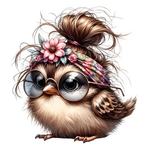 12 PNG Messy Hair Owl Clipart – Funny Bird PNG – Cute Animal With ...
