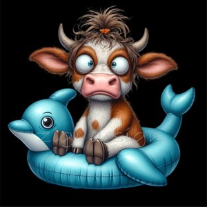 Cow on Shark Float Clipart 10 PNG Cute Baby Cow Art for Kids' Projects ...