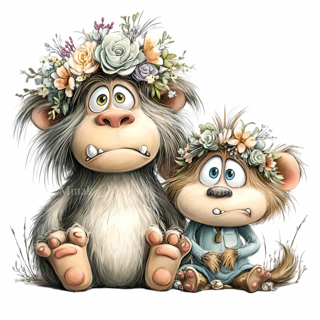 16 PNG Floral Fantasy Creature Clipart – Storybook Animal Pair ...