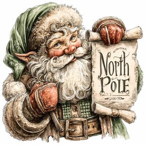 10 PNG Retro Explorer Santa – Vintage Christmas PNG Clipart – Rustic ...