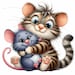 14 Funny Cat and Mouse PNG Clipart, Cute Fluffy Kitten Hugging a Mouse ...